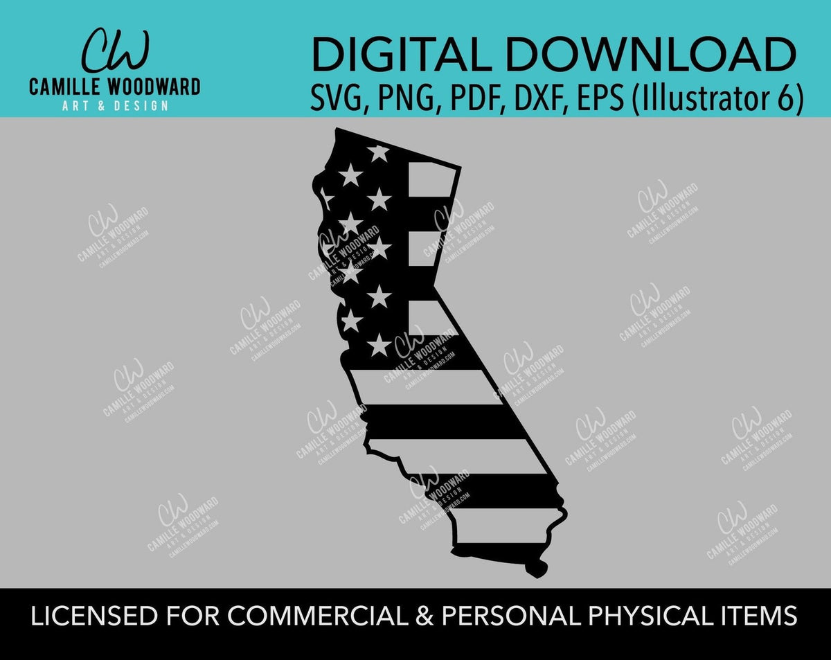 California American Flag SVG, United States Map - Digital Download ...